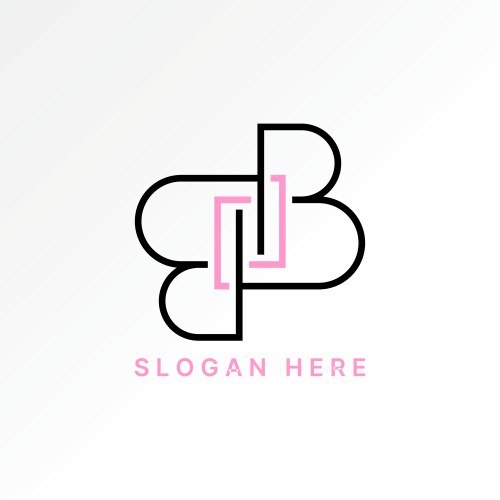 Letter b bb font line art motif pattern flip top Vector Image