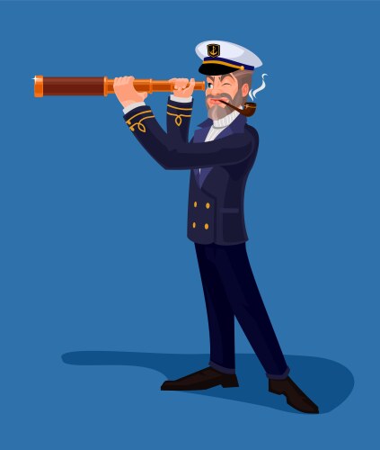 Sea captain with smoking pipe Royalty Free Vector Image