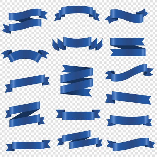 Blue ribbon set in isolated transparent background
