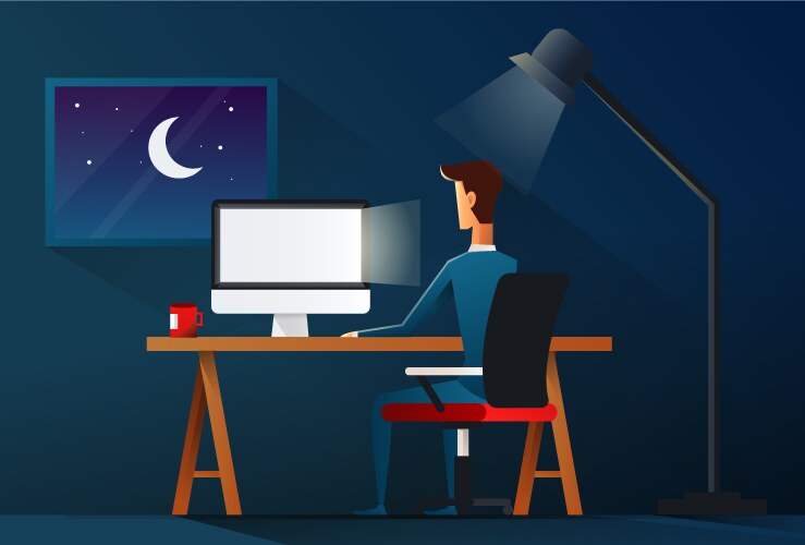 Woman working at night unhappy stressed female Vector Image