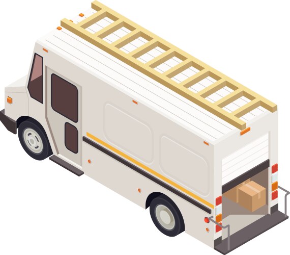 Hi-detailed cargo delivery van isometric view Vector Image