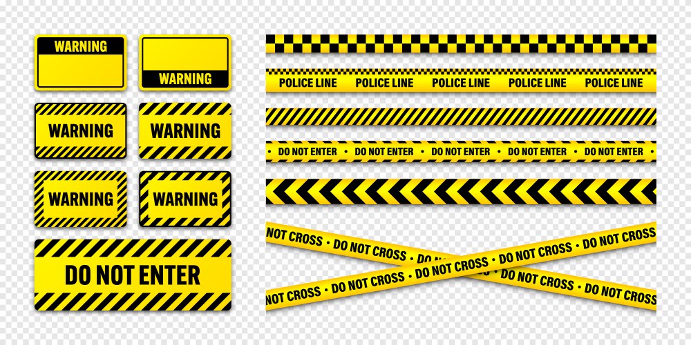 Warning ribbon realistic barricade tape black Vector Image