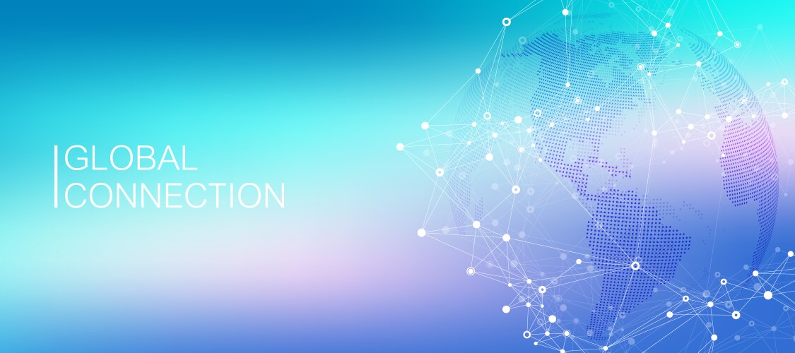 Global network connection banner design template Vector Image