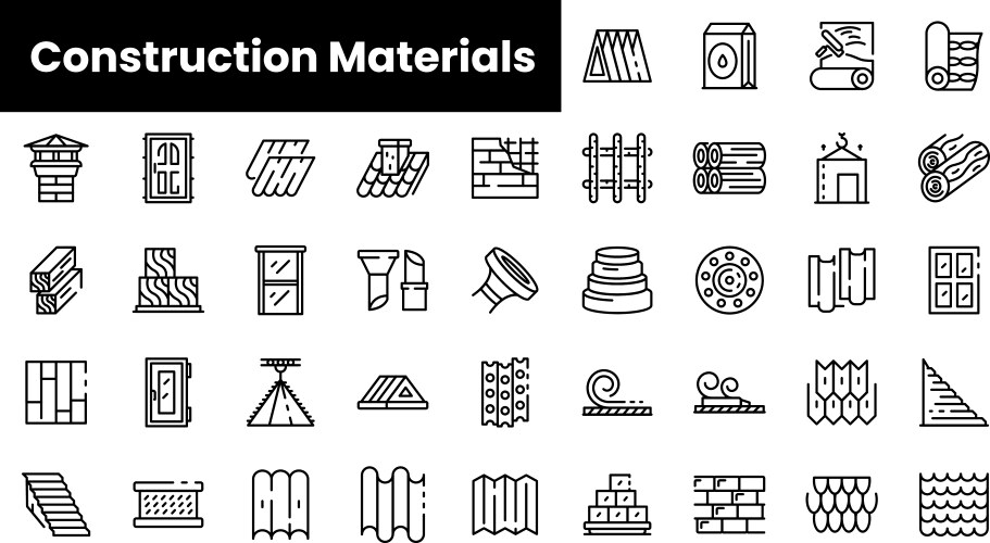 Construction vehicle and transport outline icons Vector Image