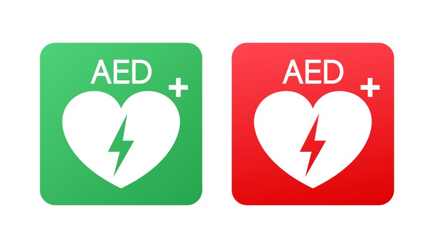 Emergency first aid defibrillator sign Royalty Free Vector