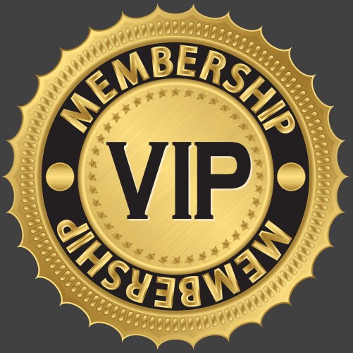 Vip golden label with diamonds and gold ribbon Vector Image