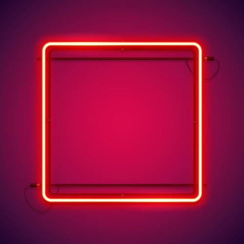 Red neon frame lighting banner on transparent Vector Image