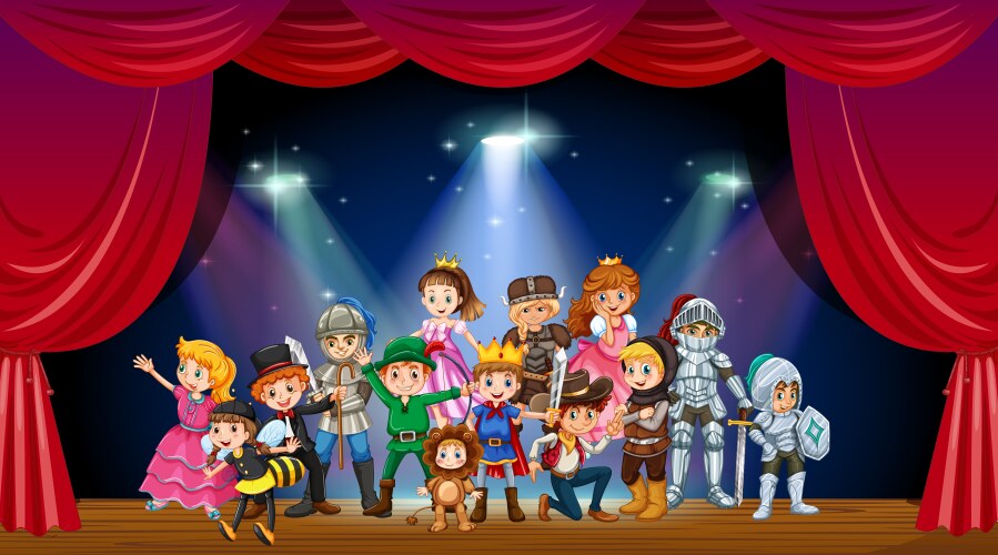 Kids stage children performance karaoke sing boys Vector Image