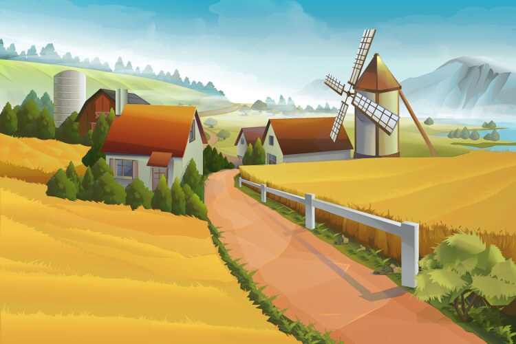 Farm rural landscape set Royalty Free Vector Image