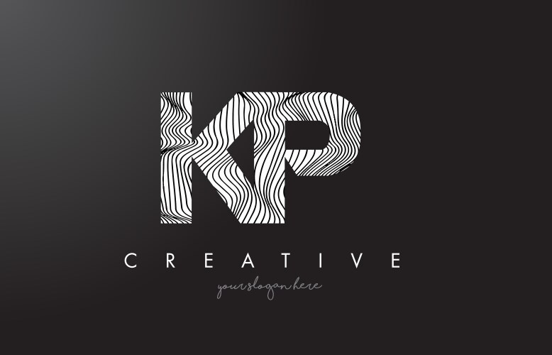 Kp k p letter modern logo design with yellow Vector Image