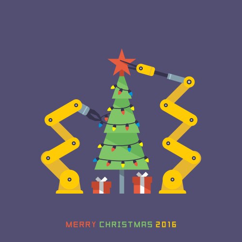 Robot and christmas tree Royalty Free Vector Image