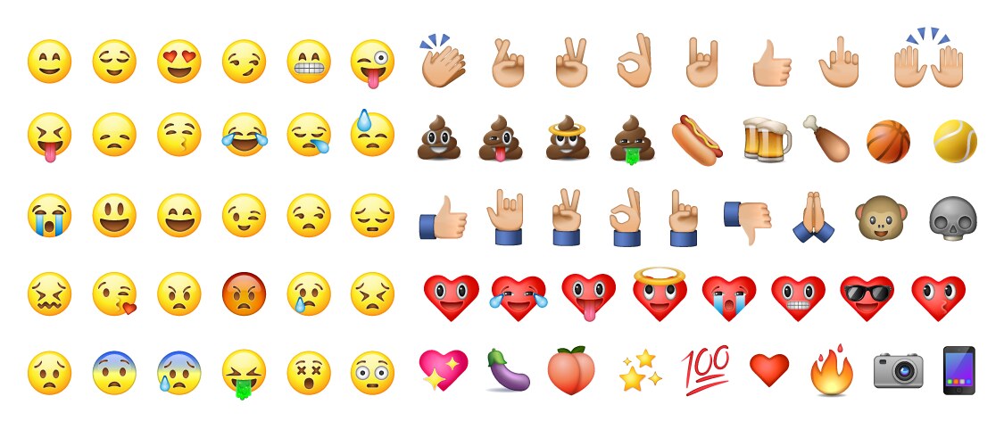 Set of outline emoticons emoji isolated Royalty Free Vector