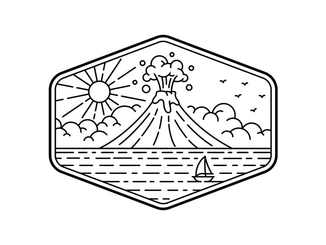 Natural scenery in the frame line art Royalty Free Vector