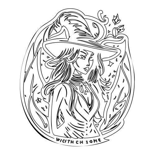Witch outline sketch Royalty Free Vector Image