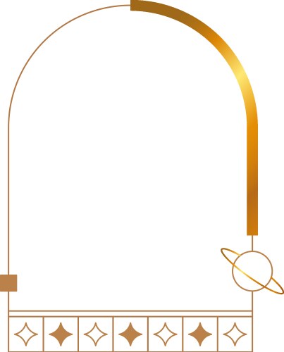 Skewed oval golden monoline frame aesthetic Vector Image