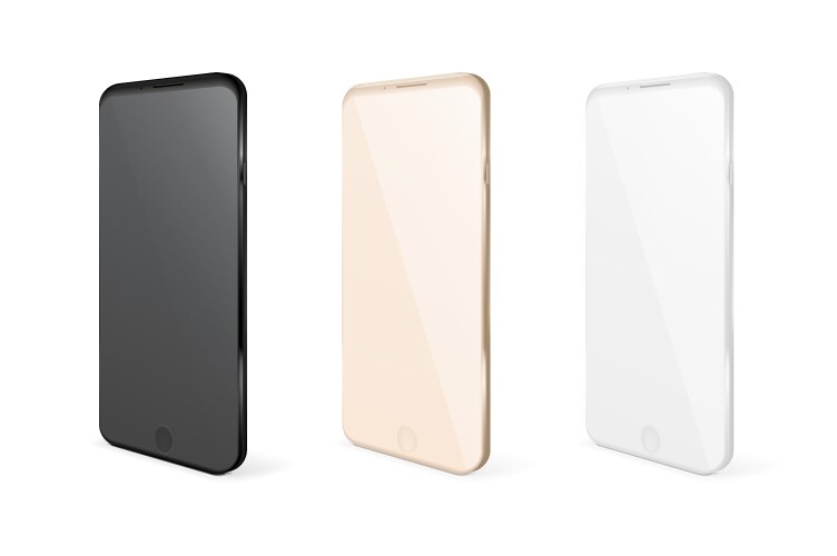 White realistic smartphones mockup 3d mobile Vector Image