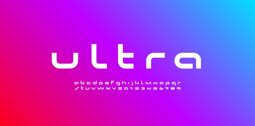 Technical wide thick font digital cyber alphabet Vector Image