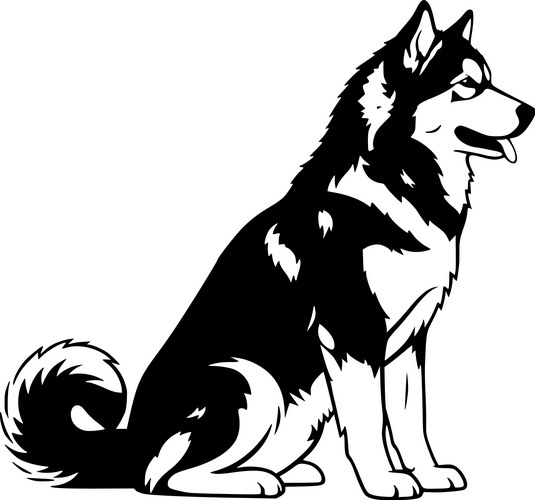 Black and White Siberian Husky Portrait – Royalty-Free Vector | VectorStock