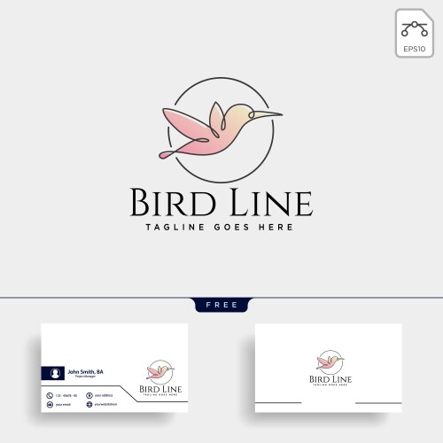 Blue bird line art icon logo Royalty Free Vector Image