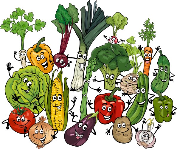 Vegetable Cartoon Characters Vegetable Characters Stock Illustrations