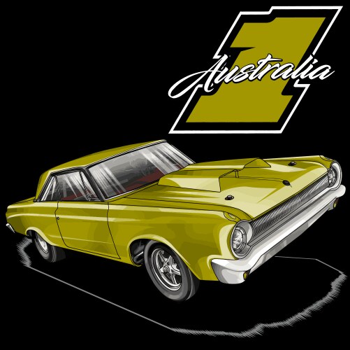Yellow drag racing car with black strip Royalty Free Vector
