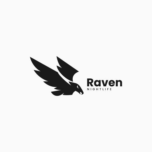Logo raven simple mascot style Royalty Free Vector Image