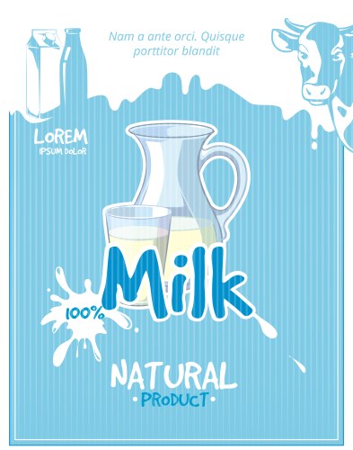 Modern poster fresh milk with splashes on a light Vector Image