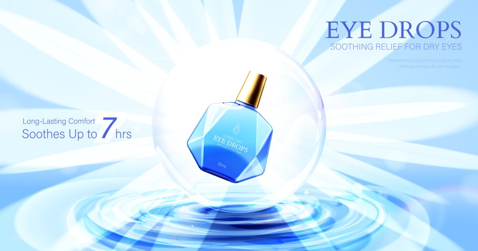 Eye drop ad template Royalty Free Vector Image