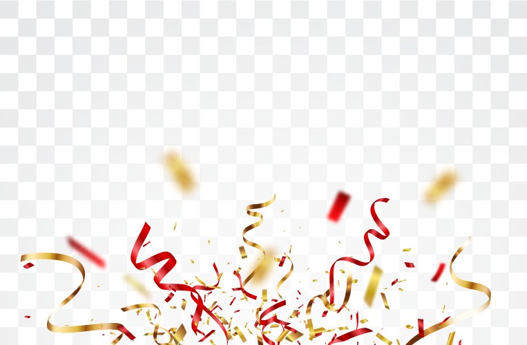 Golden tiny confetti and gold balloons Royalty Free Vector