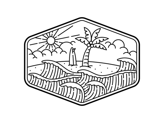 Natural scenery in the frame line art Royalty Free Vector