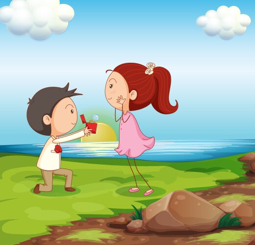 Cartoon marriage proposal Royalty Free Vector Image