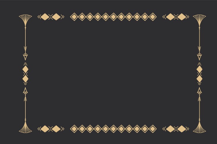 Gold frame set with tribal native indian arrow Vector Image