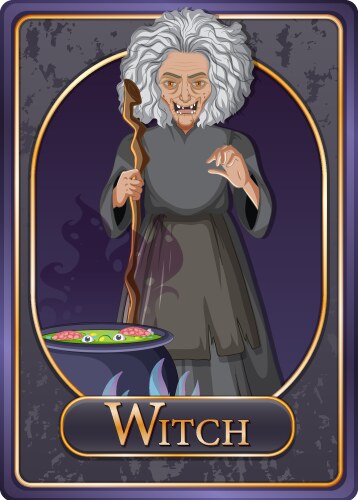 Creepy witch character game card template Vector Image