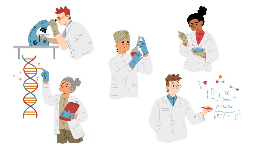 Science people characters chemistry biology Vector Image