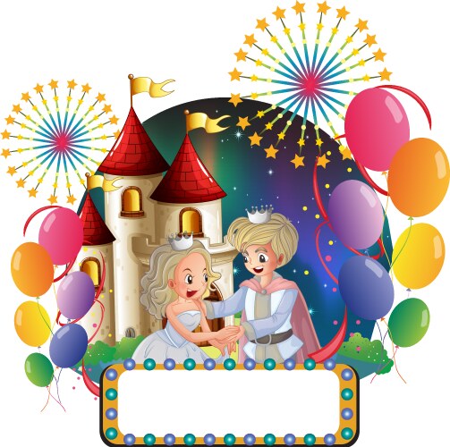 Princess and prince wedding vintage set Royalty Free Vector