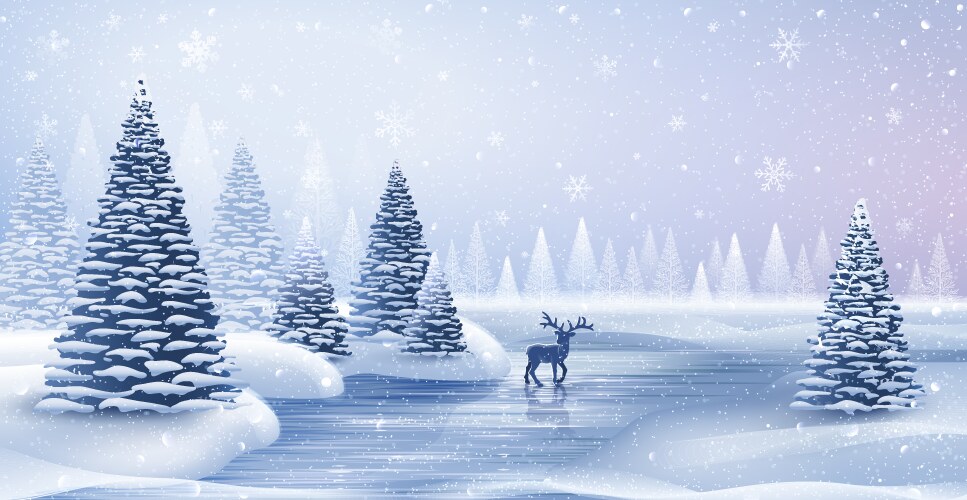 Christmas card with reindeer and snowflakes Vector Image