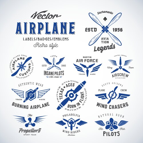 Abstract airplane labels or logos Royalty Free Vector Image