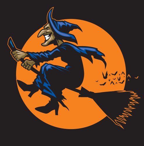 Cute girl witch in cartoon style Royalty Free Vector Image