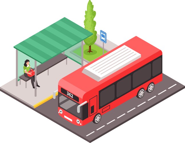 Bus stop isometric icon urban street element Vector Image