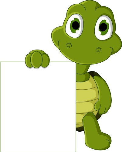 Turtle cartoon with blank sign Royalty Free Vector Image