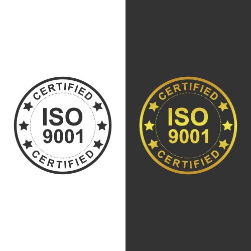 Iso 9001 certified label design image Royalty Free Vector