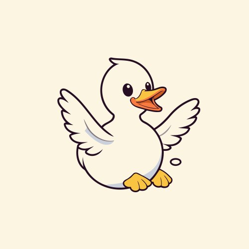 Duck running isolated on white background cartoon Vector Image