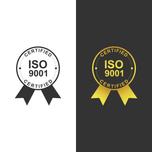 Iso 9001 certified label design image Royalty Free Vector