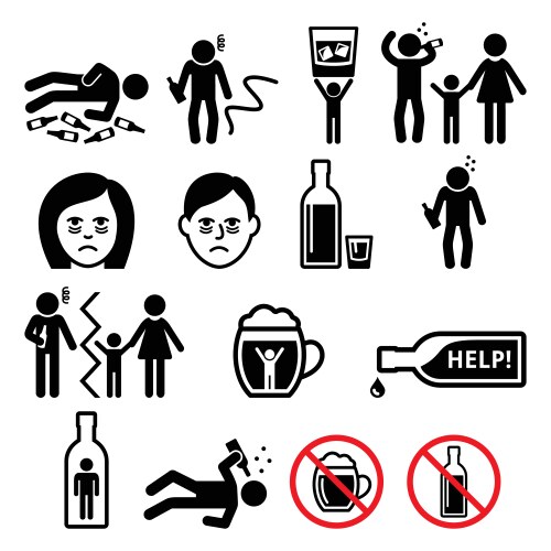 Drink alcohol beverage icons set Royalty Free Vector Image