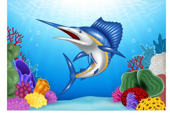 Marlin fish cartoon Royalty Free Vector Image - VectorStock