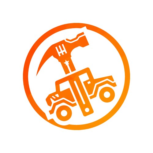 Creative hammer truck logo designs in vibrant Vector Image