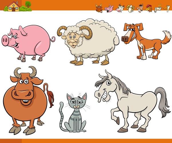Cartoon farm animals group Royalty Free Vector Image
