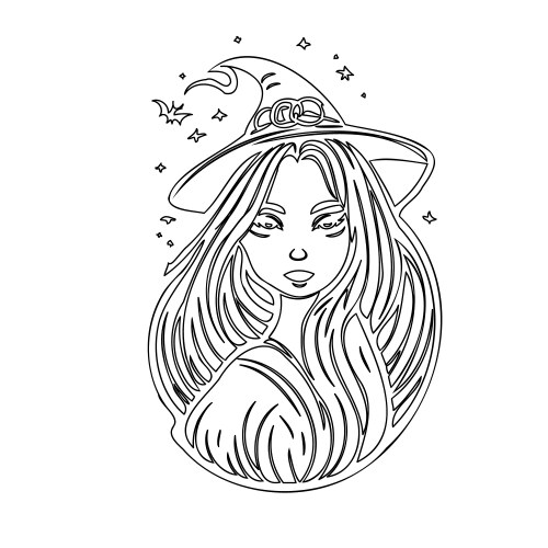 Witch outline sketch Royalty Free Vector Image