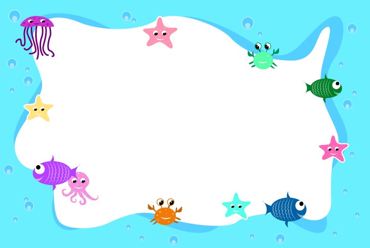 Fish theme frame 1 Royalty Free Vector Image - VectorStock