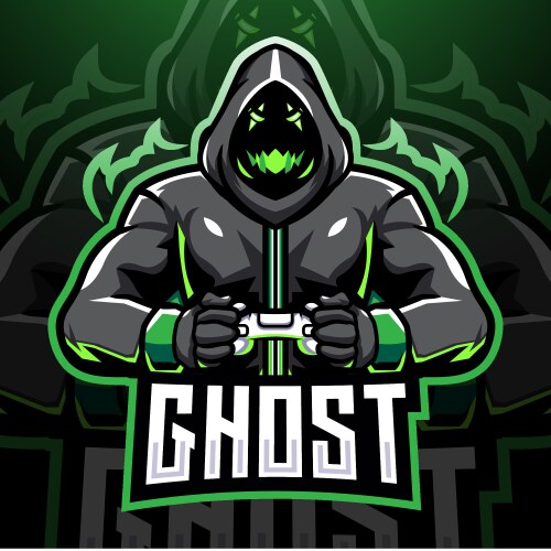 Ghost esport mascot logo design Royalty Free Vector Image
